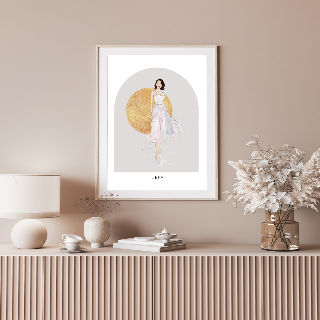Horoscope Wall Art - Libra (dome background) | Nina Maric Illustrations